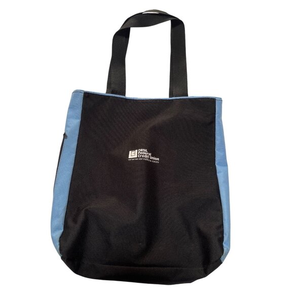 Bags | Black Light Blue Tote Bag W Zipper Pocket Ornl Federal Credit ...
